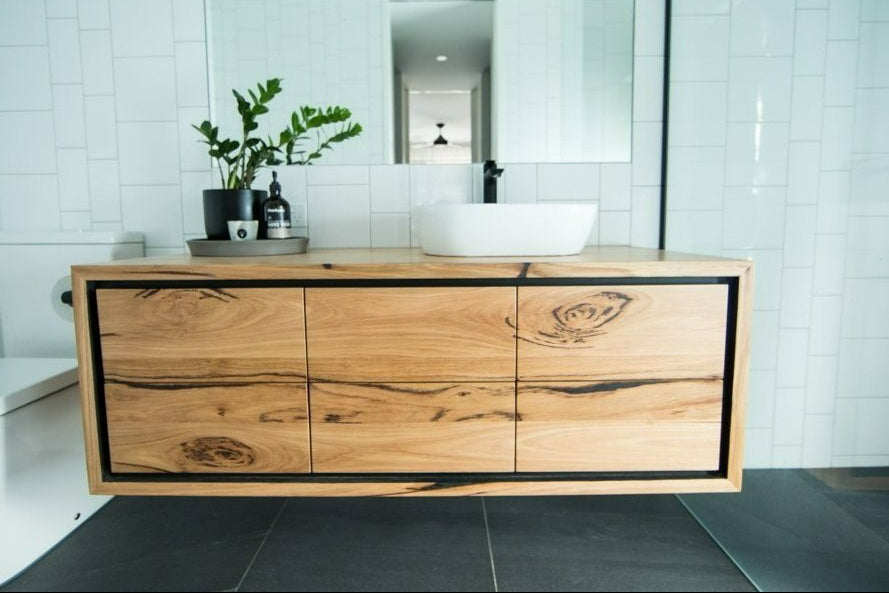 Sustainable timber vanity with black border | Bombora Custom Furniture